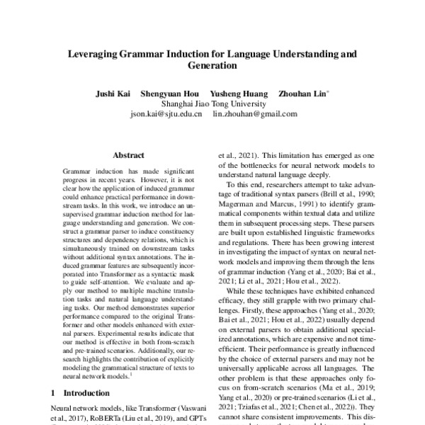 Leveraging Grammar Induction for Language Understanding and Generation - ACL Anthology