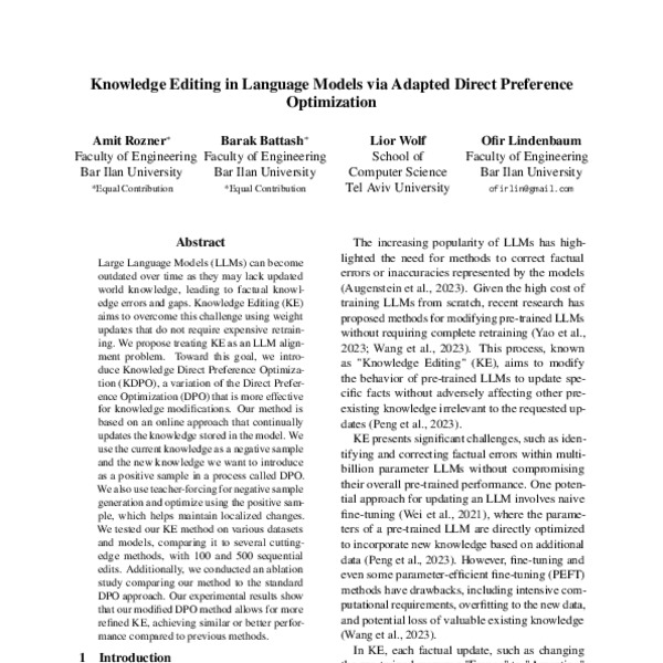 Knowledge Editing in Language Models via Adapted Direct Preference ...