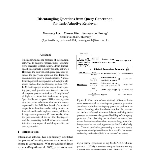 Disentangling Questions From Query Generation For Task Adaptive