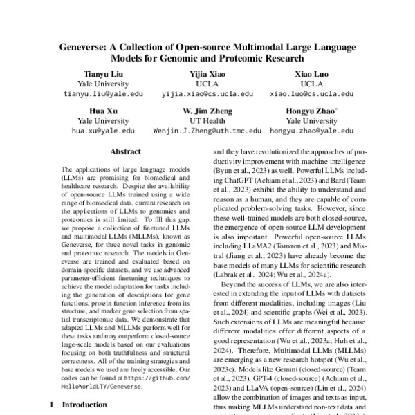 Geneverse: A Collection of Open-source Multimodal Large Language Models for Genomic and ...