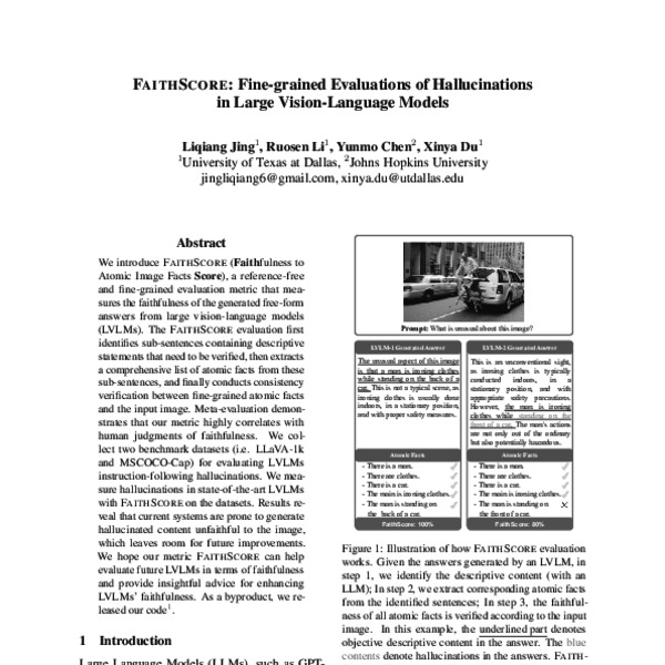 FaithScore: Fine-grained Evaluations of Hallucinations in Large Vision-Language Models - ACL ...