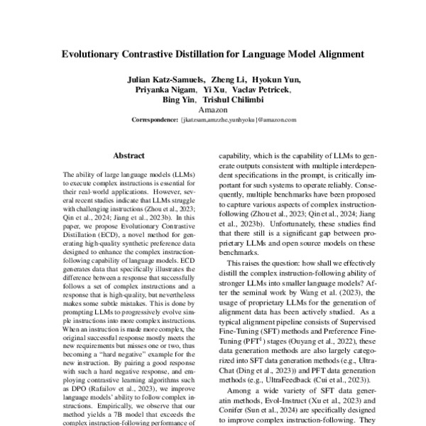 Evolutionary Contrastive Distillation for Language Model Alignment - ACL Anthology