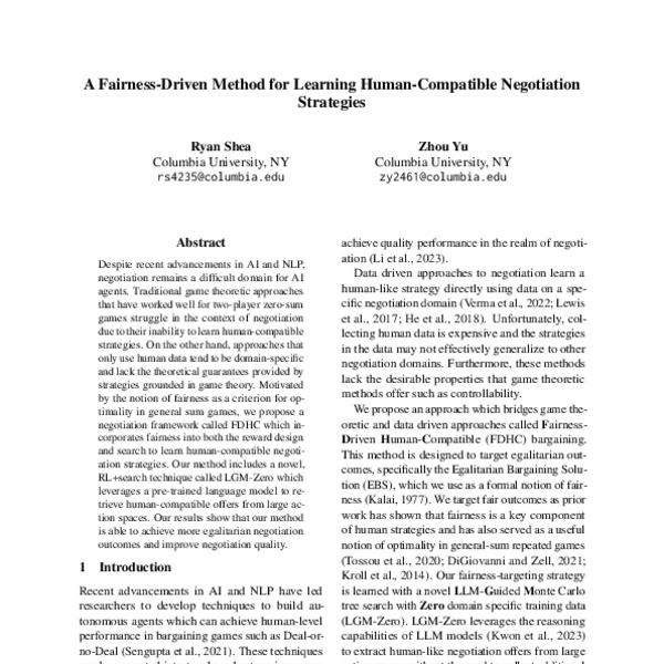 A Fairness-Driven Method for Learning Human-Compatible Negotiation Strategies - ACL Anthology