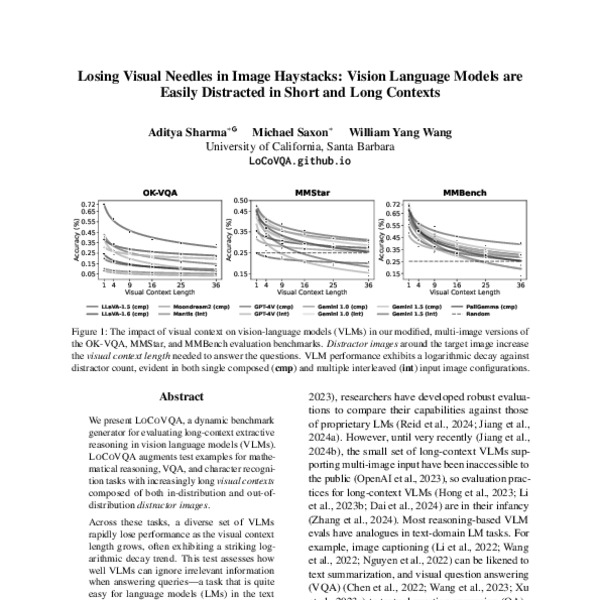Losing Visual Needles in Image Haystacks: Vision Language Models are ...