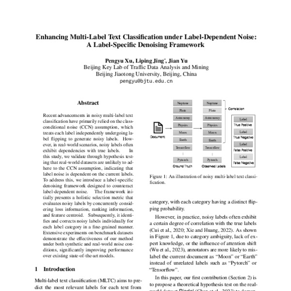 Enhancing Multi-Label Text Classification under Label-Dependent Noise: A Label-Specific ...