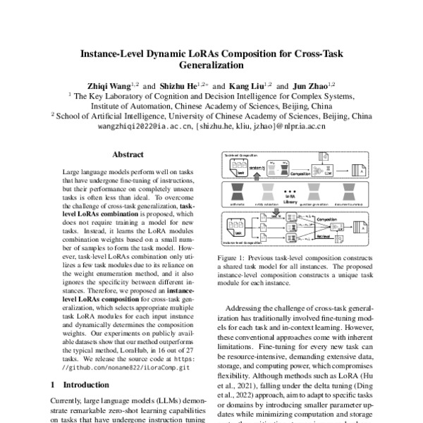 Instance-Level Dynamic LoRAs Composition for Cross-Task Generalization - ACL Anthology