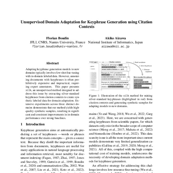 Unsupervised Domain Adaptation For Keyphrase Generation Using Citation Contexts Acl Anthology