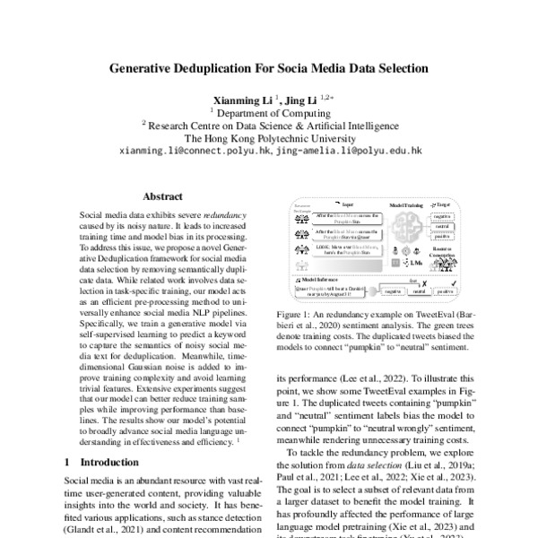 Generative Deduplication For Socia Media Data Selection Acl Anthology