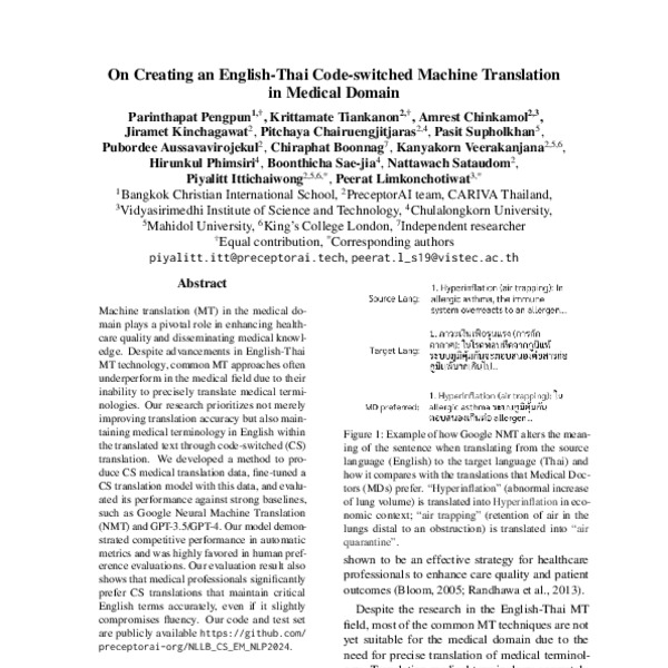 On Creating an English-Thai Code-switched Machine Translation in ...