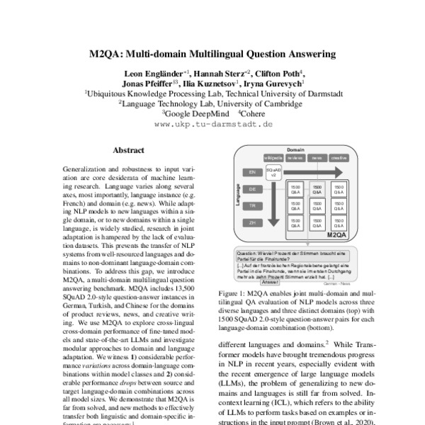 M2QA: Multi-domain Multilingual Question Answering - ACL Anthology