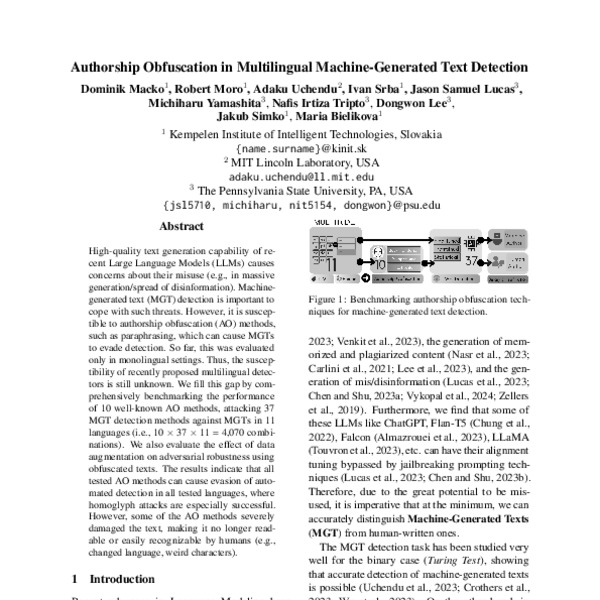 Authorship Obfuscation in Multilingual Machine-Generated Text Detection - ACL Anthology