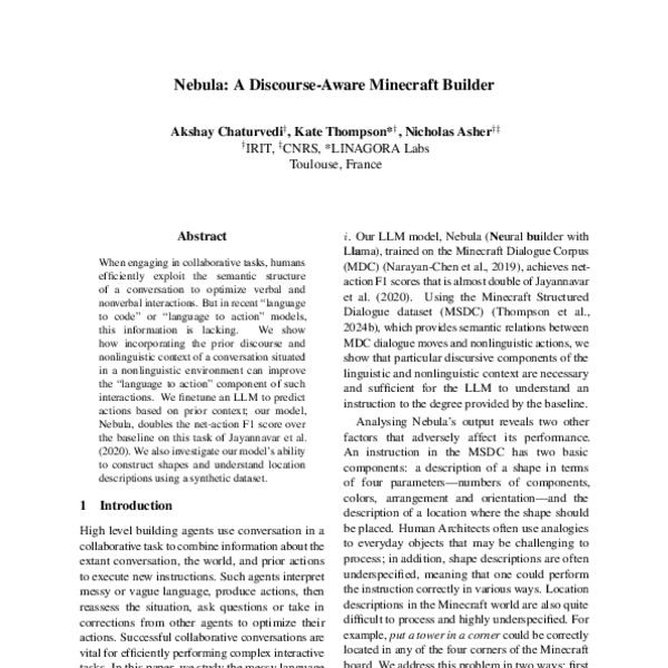 Nebula A Discourse Aware Minecraft Builder Acl Anthology