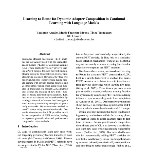 Learning to Route for Dynamic Adapter Composition in Continual Learning with Language Models ...