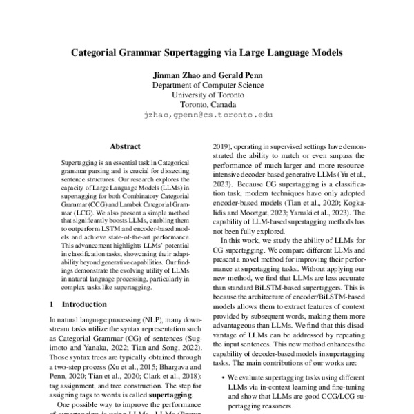 Llm Supertagger Categorial Grammar Supertagging Via Large Language