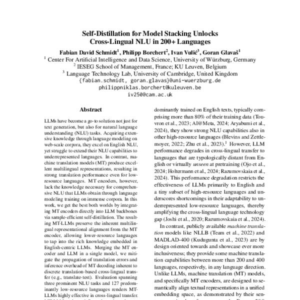 Self-Distillation for Model Stacking Unlocks Cross-Lingual NLU in 200 ...
