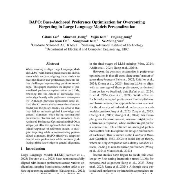BAPO: Base-Anchored Preference Optimization for Overcoming Forgetting ...