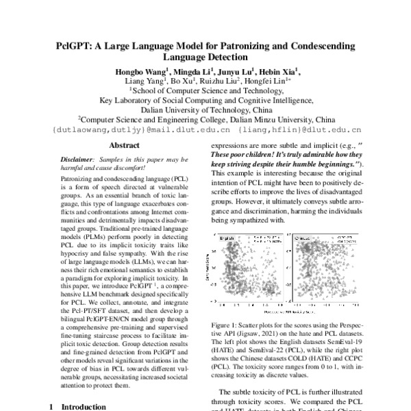 PclGPT: A Large Language Model for Patronizing and Condescending ...