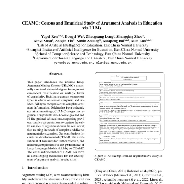 CEAMC: Corpus and Empirical Study of Argument Analysis in Education via LLMs - ACL Anthology
