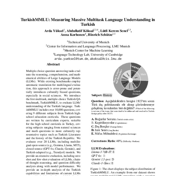 TurkishMMLU: Measuring Massive Multitask Language Understanding in Turkish - ACL Anthology