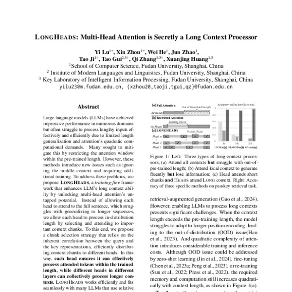 LongHeads: Multi-Head Attention is Secretly a Long Context Processor - ACL Anthology