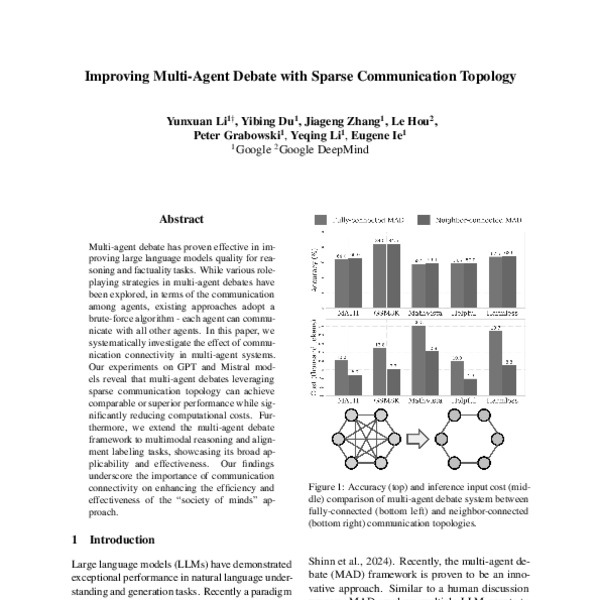 Improving Multi Agent Debate With Sparse Communication Topology Acl