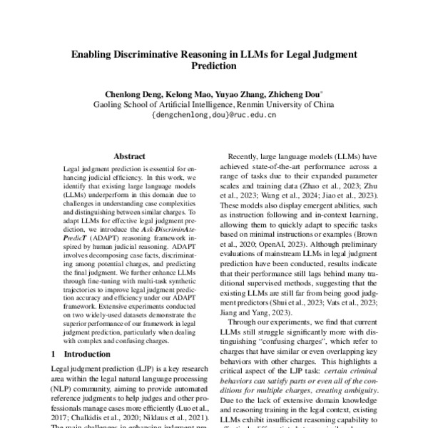Enabling Discriminative Reasoning in LLMs for Legal Judgment Prediction - ACL Anthology
