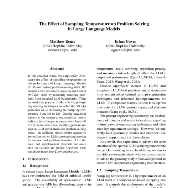 The Effect of Sampling Temperature on Problem Solving in Large Language Models - ACL Anthology
