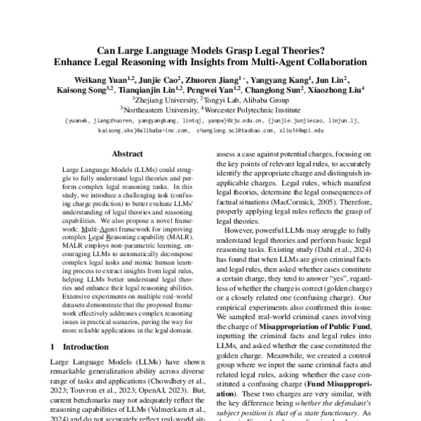 Can Large Language Models Grasp Legal Theories? Enhance Legal Reasoning with Insights from Multi ...