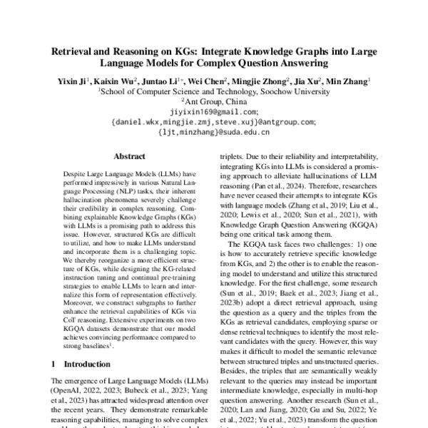 Retrieval and Reasoning on KGs: Integrate Knowledge Graphs into Large Language Models for ...