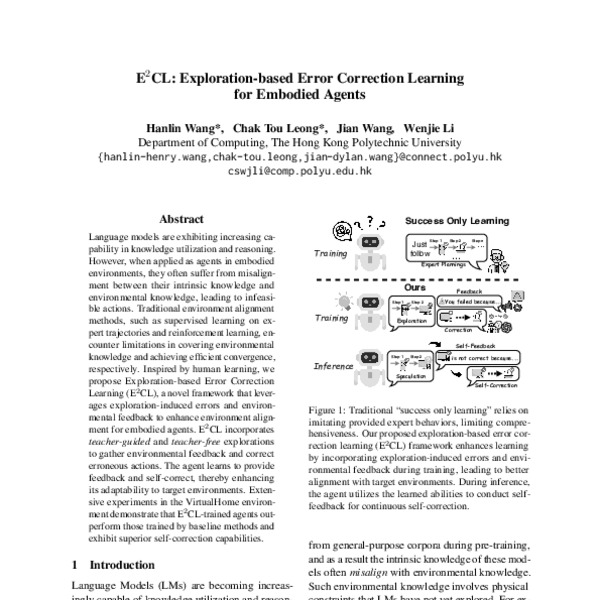E2CL: Exploration-based Error Correction Learning for Embodied Agents - ACL Anthology