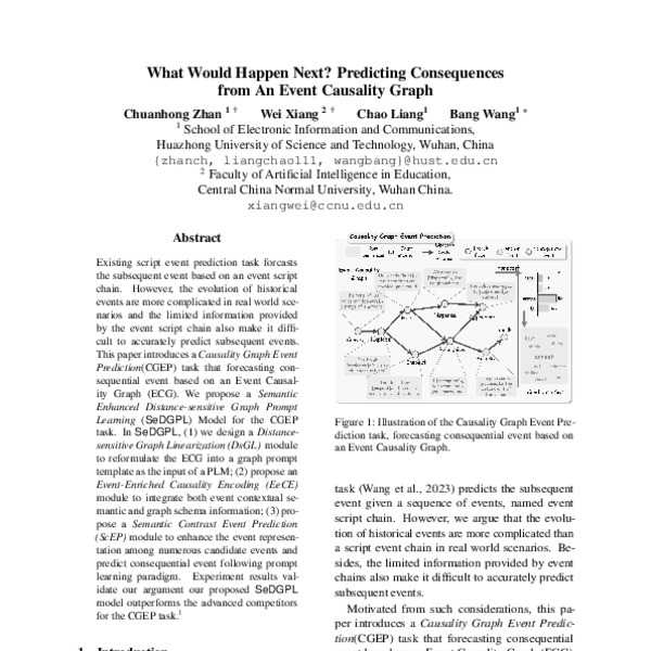 What Would Happen Next? Predicting Consequences from An Event Causality Graph - ACL Anthology