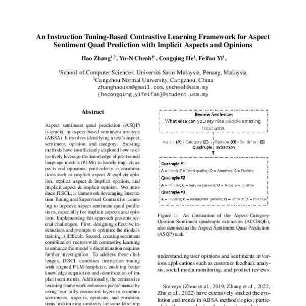 An Instruction Tuning Based Contrastive Learning Framework For Aspect