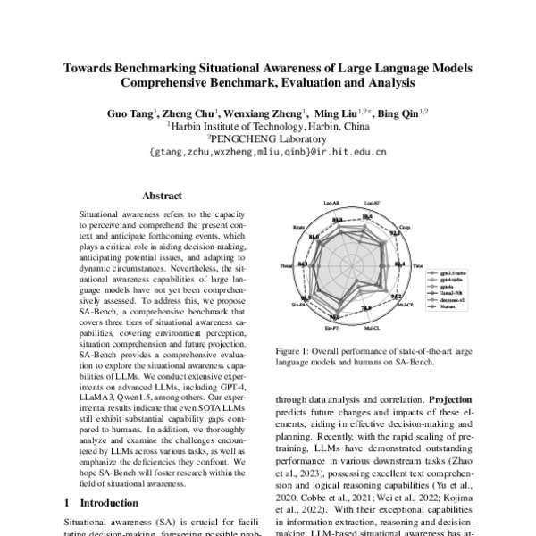 Towards Benchmarking Situational Awareness of Large Language Models:Comprehensive Benchmark ...