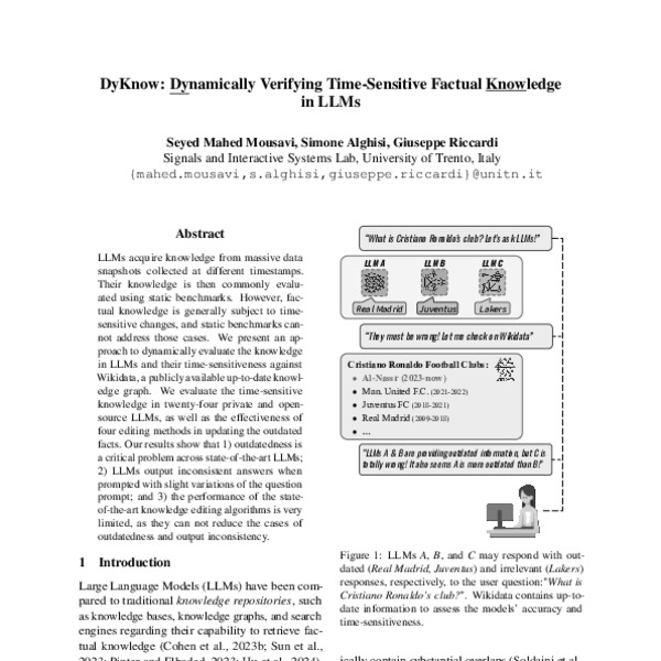 DyKnow: Dynamically Verifying Time-Sensitive Factual Knowledge in LLMs - ACL Anthology