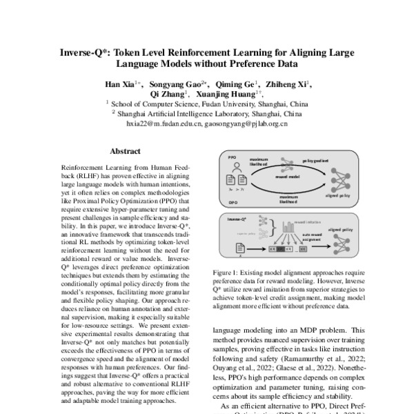 Inverse-Q*: Token Level Reinforcement Learning for Aligning Large Language Models Without ...