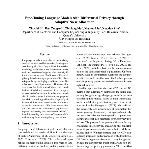 Fine Tuning Language Models With Differential Privacy Through Adaptive Noise Allocation Acl