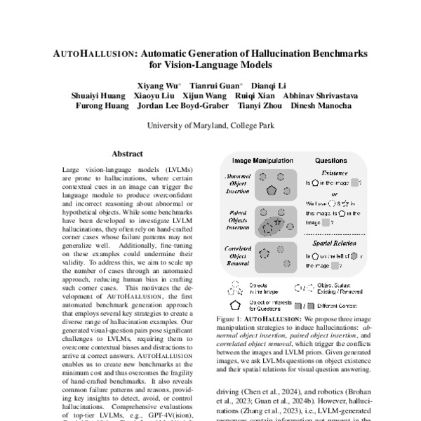 AutoHallusion: Automatic Generation of Hallucination Benchmarks for Vision-Language Models - ACL ...