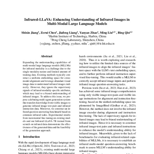 Infrared-LLaVA: Enhancing Understanding of Infrared Images in Multi ...