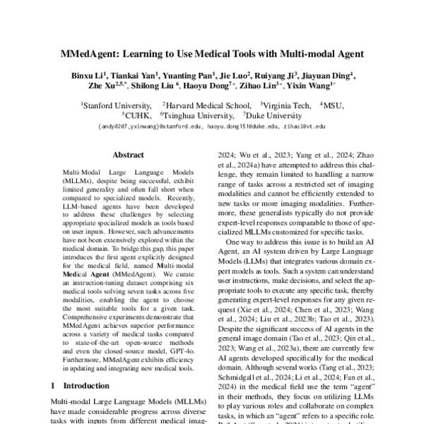MMedAgent: Learning to Use Medical Tools with Multi-modal Agent - ACL ...