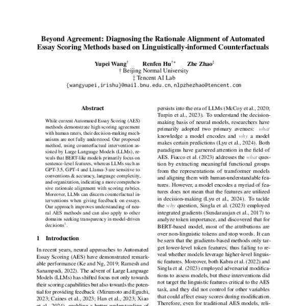 Beyond Agreement: Diagnosing the Rationale Alignment of Automated Essay Scoring Methods based on ...