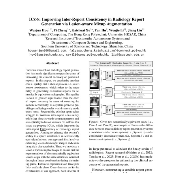 ICON: Improving Inter-Report Consistency in Radiology Report Generation via Lesion-aware Mixup ...