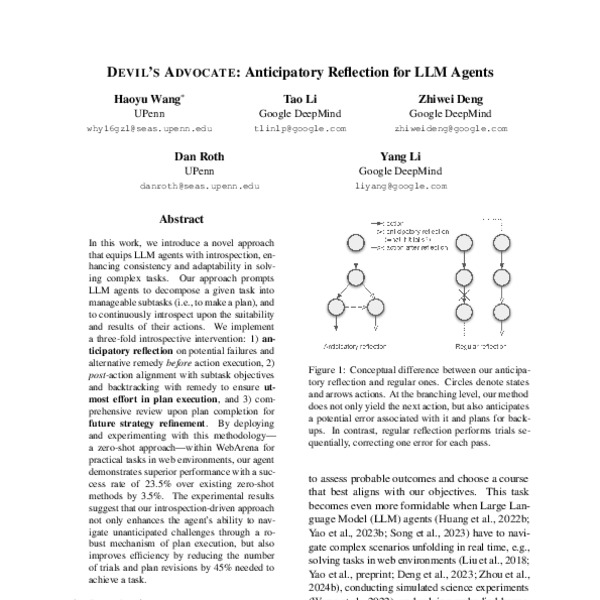 Devil’s Advocate: Anticipatory Reflection for LLM Agents - ACL Anthology