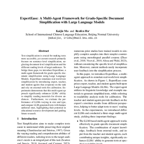 ExpertEase: A Multi-Agent Framework for Grade-Specific Document Simplification with Large ...