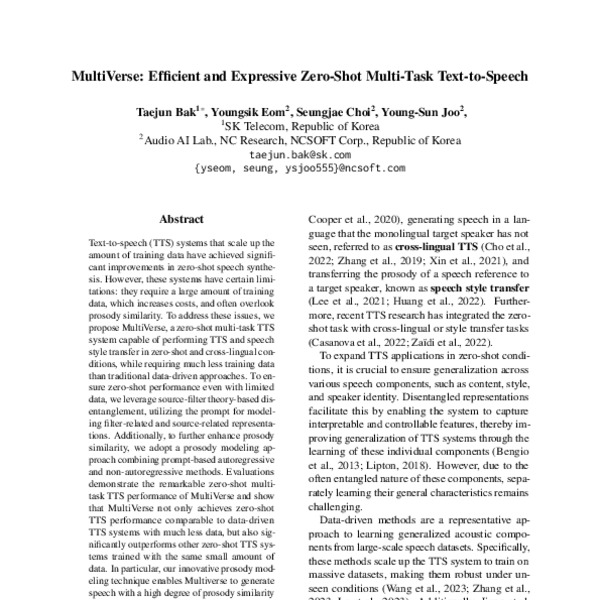 MultiVerse: Efficient and Expressive Zero-Shot Multi-Task Text-to-Speech - ACL Anthology