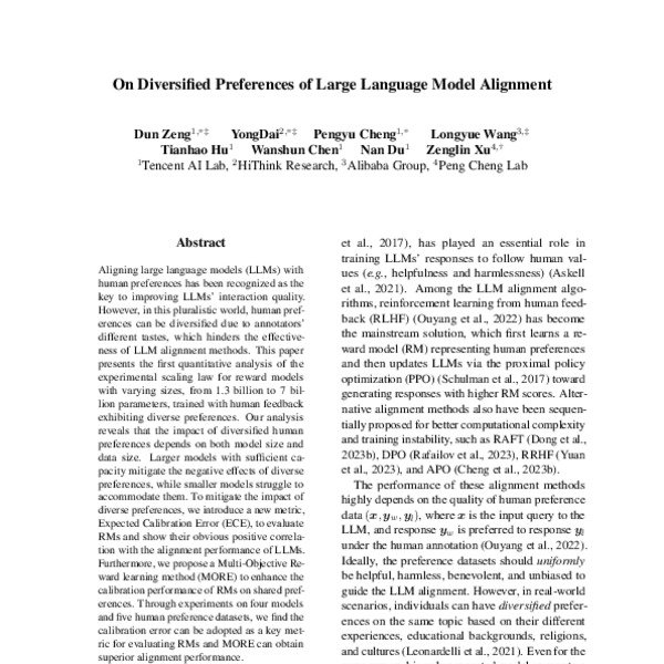 On Diversified Preferences of Large Language Model Alignment - ACL Anthology