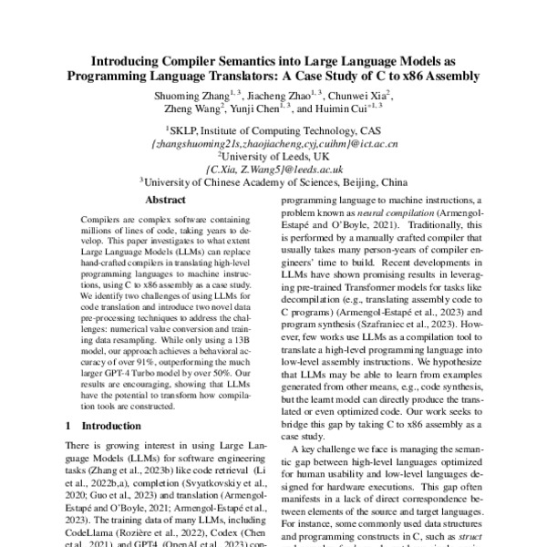 Introducing Compiler Semantics into Large Language Models as Programming Language Translators: A ...