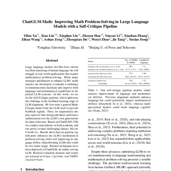 ChatGLM-Math: Improving Math Problem-Solving in Large Language Models with a Self-Critique ...