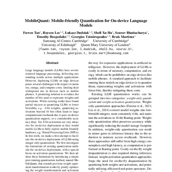 MobileQuant: Mobile-friendly Quantization for On-device Language Models ...