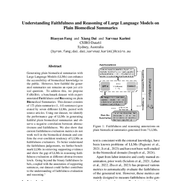 Understanding Faithfulness and Reasoning of Large Language Models on Plain Biomedical Summaries ...