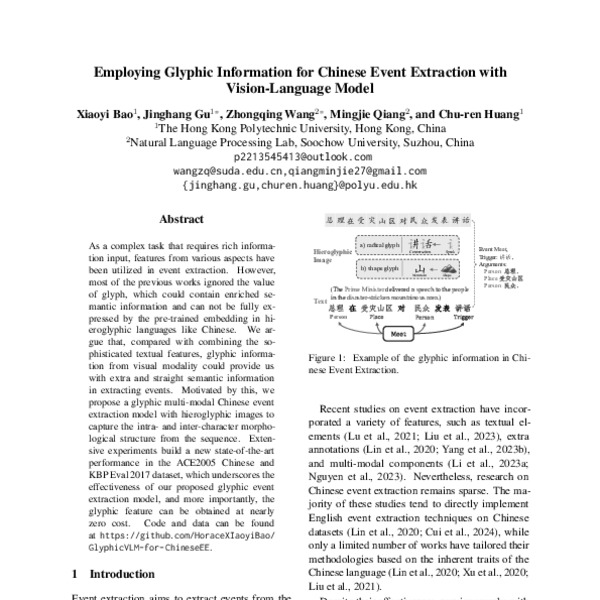 Employing Glyphic Information for Chinese Event Extraction with Vision-Language Model - ACL ...